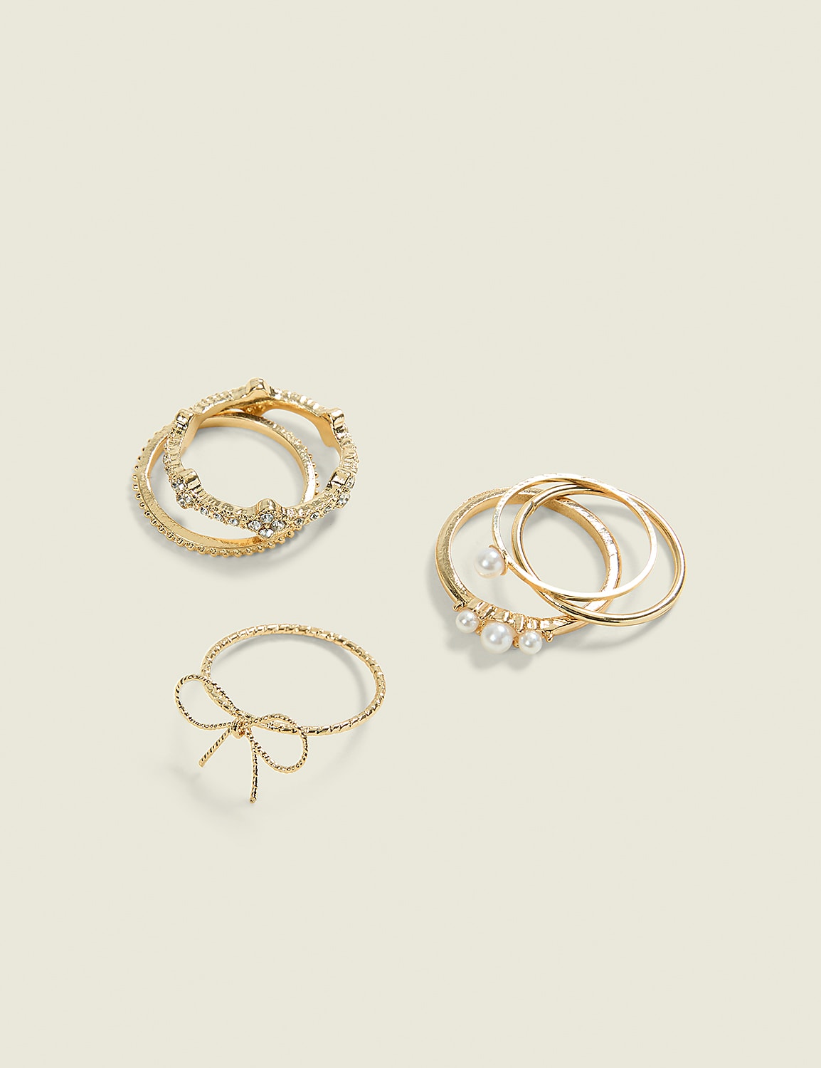Goldtone Bow Ring Stack | LaneBryant